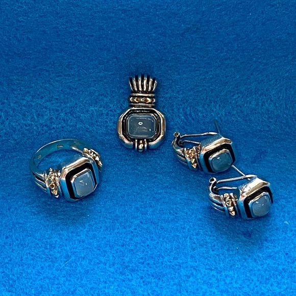 Jewelry | Bjc Samuel Benham Silver And Gold Chalcedony Set Very Rare ...